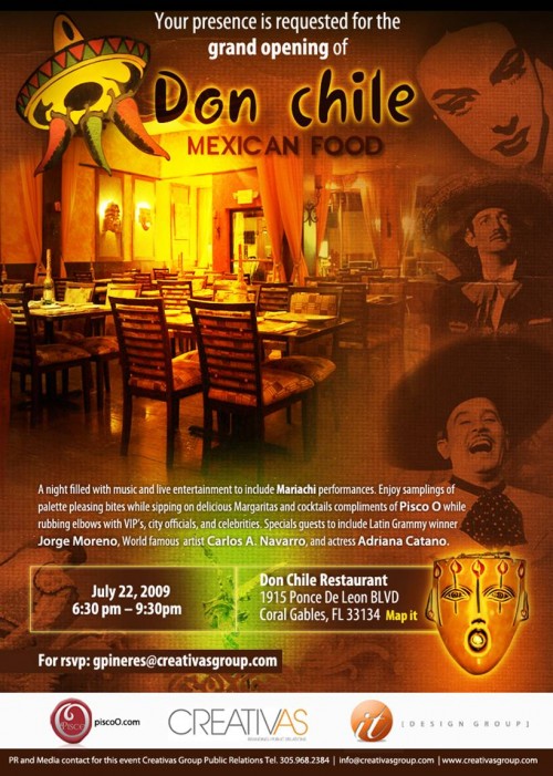 cocktails at the grand opening of Don Chile Restaurant in Coral Gables ...