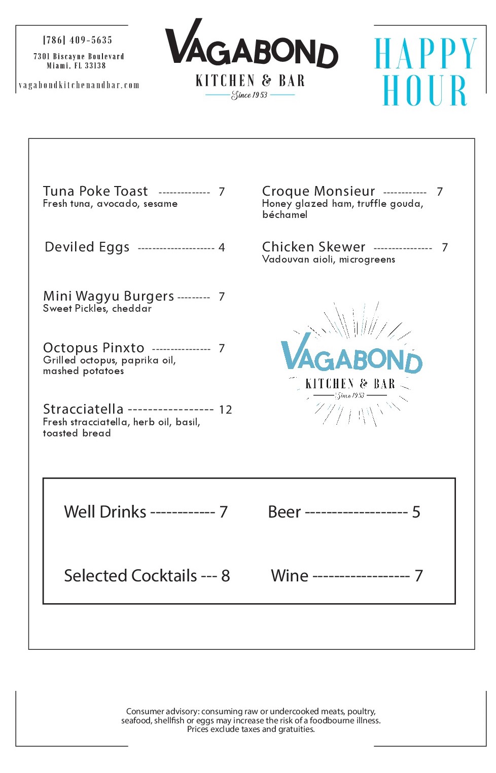 Vagabond Kitchen and Bar Daily Happy Hour 9/2/16 – The Soul Of Miami