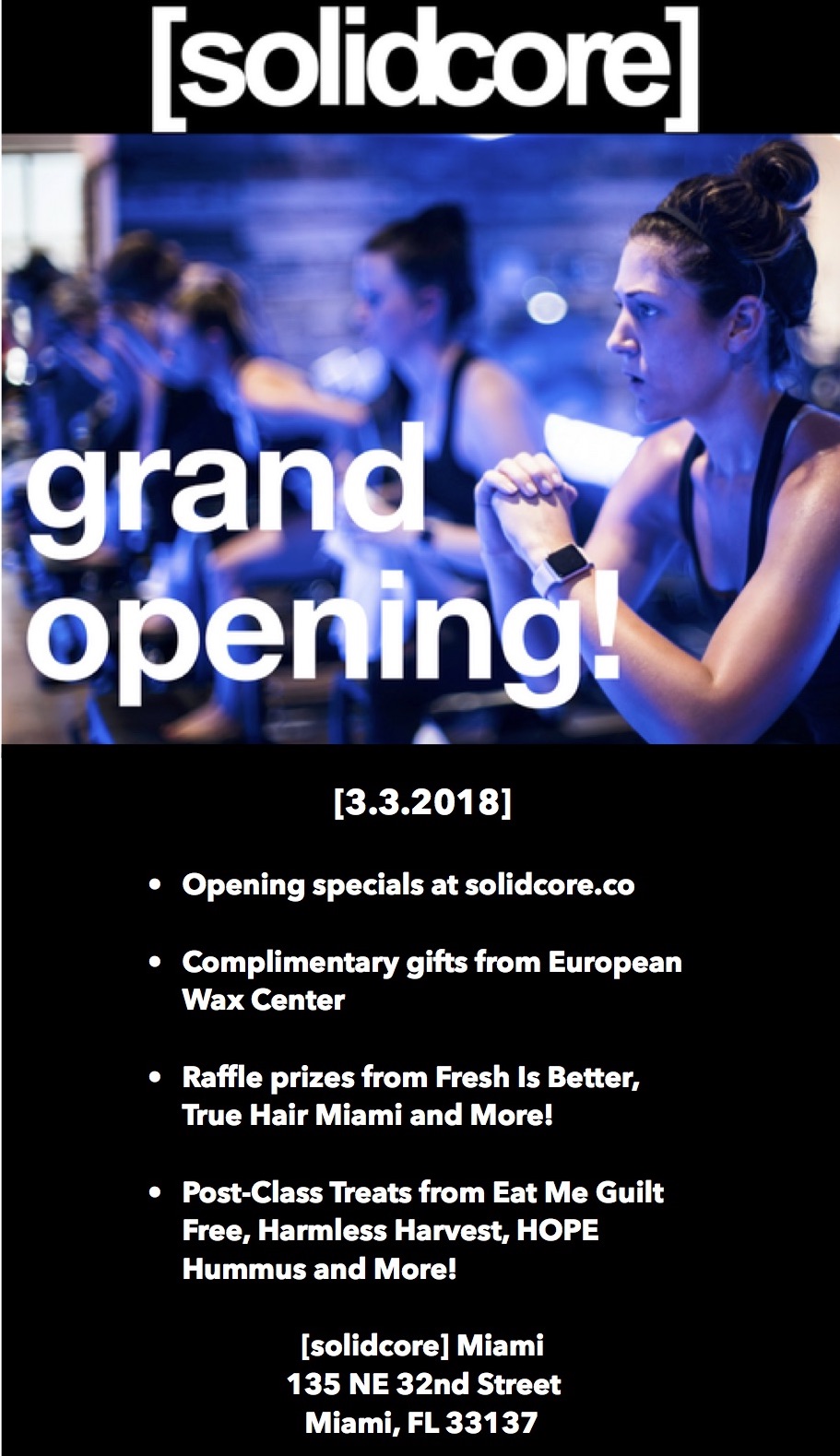 [solidcore] Miami Grand Opening 3/3/18 – The Soul Of Miami