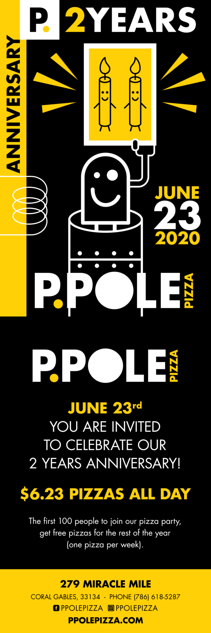 P.Pole Pizza 2nd Anniversary Pizza Giveaway 6/23/20 – The Soul Of Miami