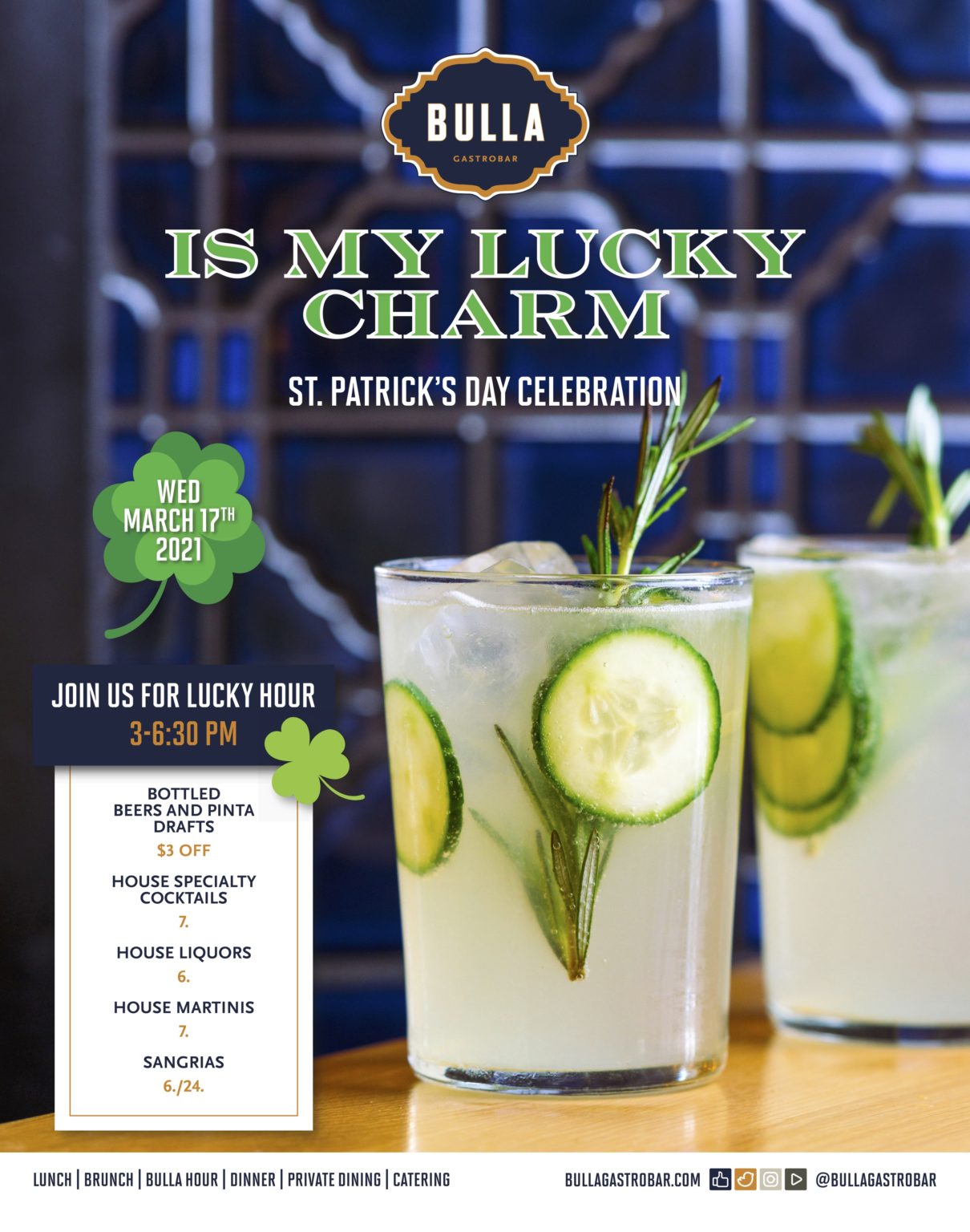Get Lucky For St. Patrick’s Day Bulla Gastrobar The Falls 3/17/21 – The ...