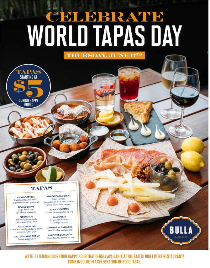 Celebrate World’s Tapas Day at Bulla Gastrobar The Falls 6/17/21 – The ...
