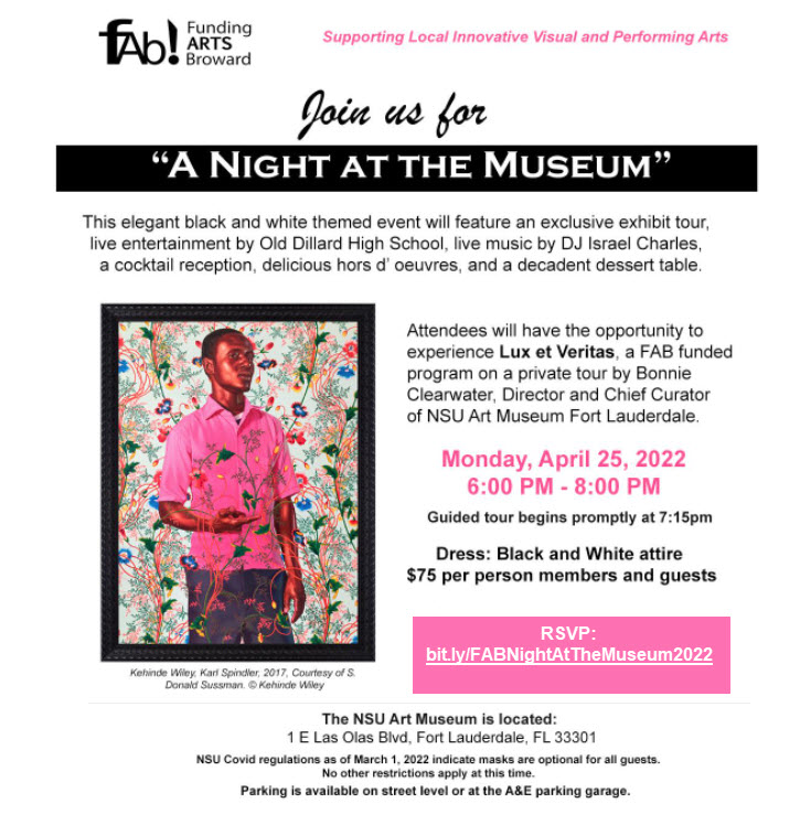 Funding Arts Broward’s (FAB) “Black & White: A Night At The Museum” 4 ...
