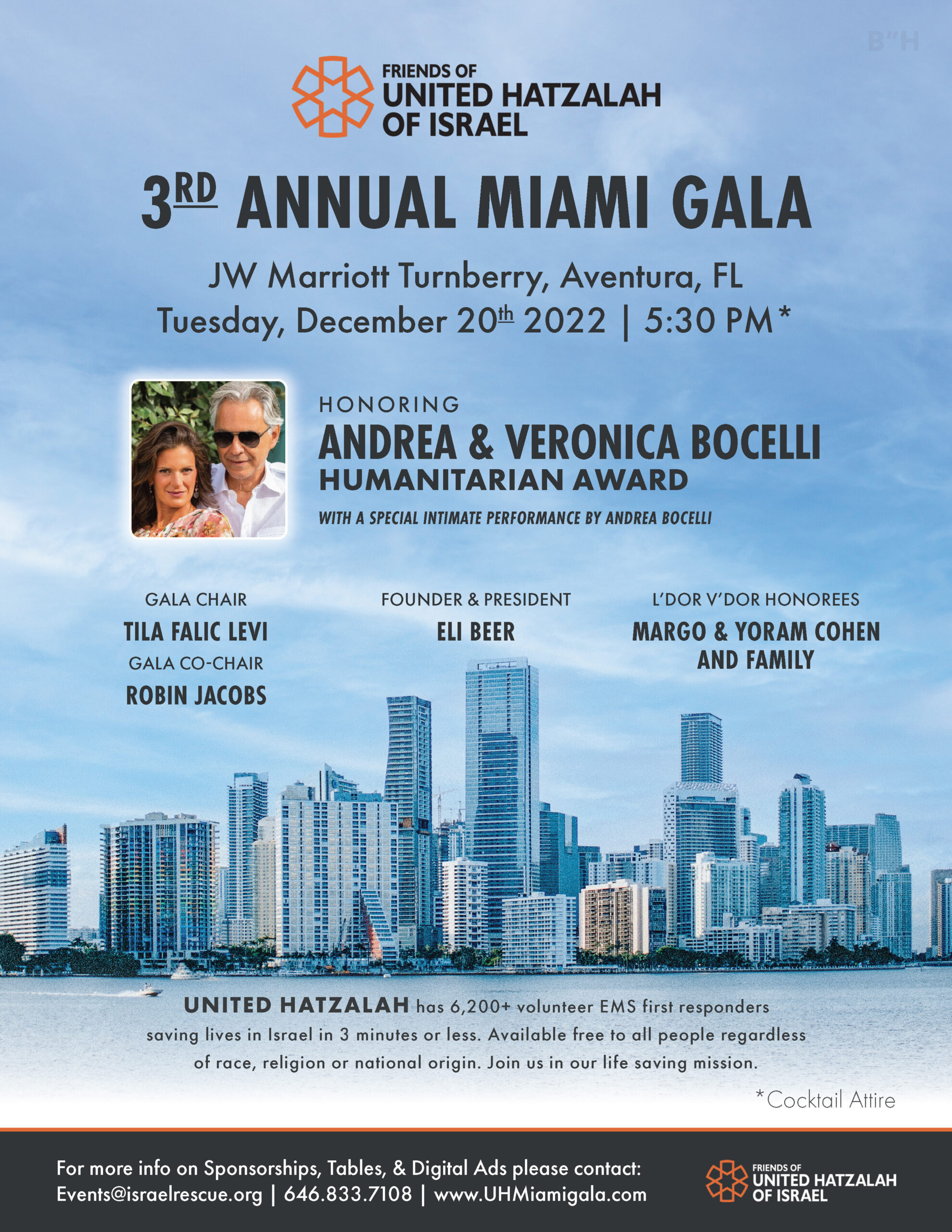Friends of United Hatzalah of Israel 3rd Annual Miami Gala 12/20/22 ...