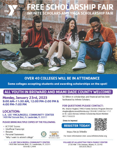 YMCA of South Florida & Infinite Scholars Free Scholarship Fair 1/23/23 – The Soul Of Miami