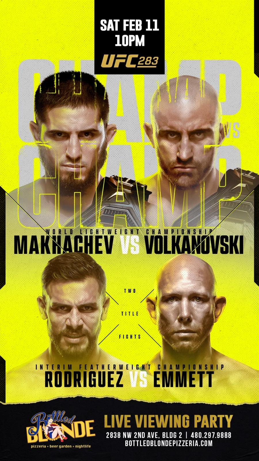 Makhachev vs. Volkanovski UFC Fight Night Viewing Party at Bottled ...