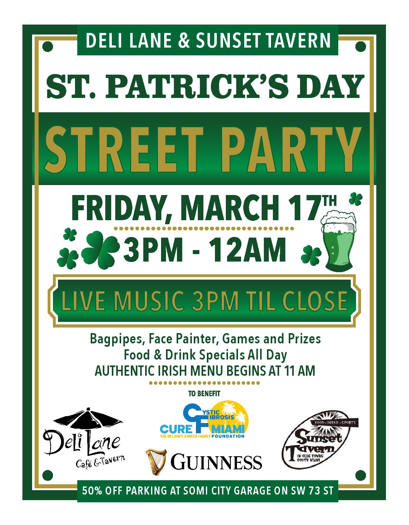 Deli Lane & Sunset Tavern St. Patrick Day Street Party 3/17/23 – The ...