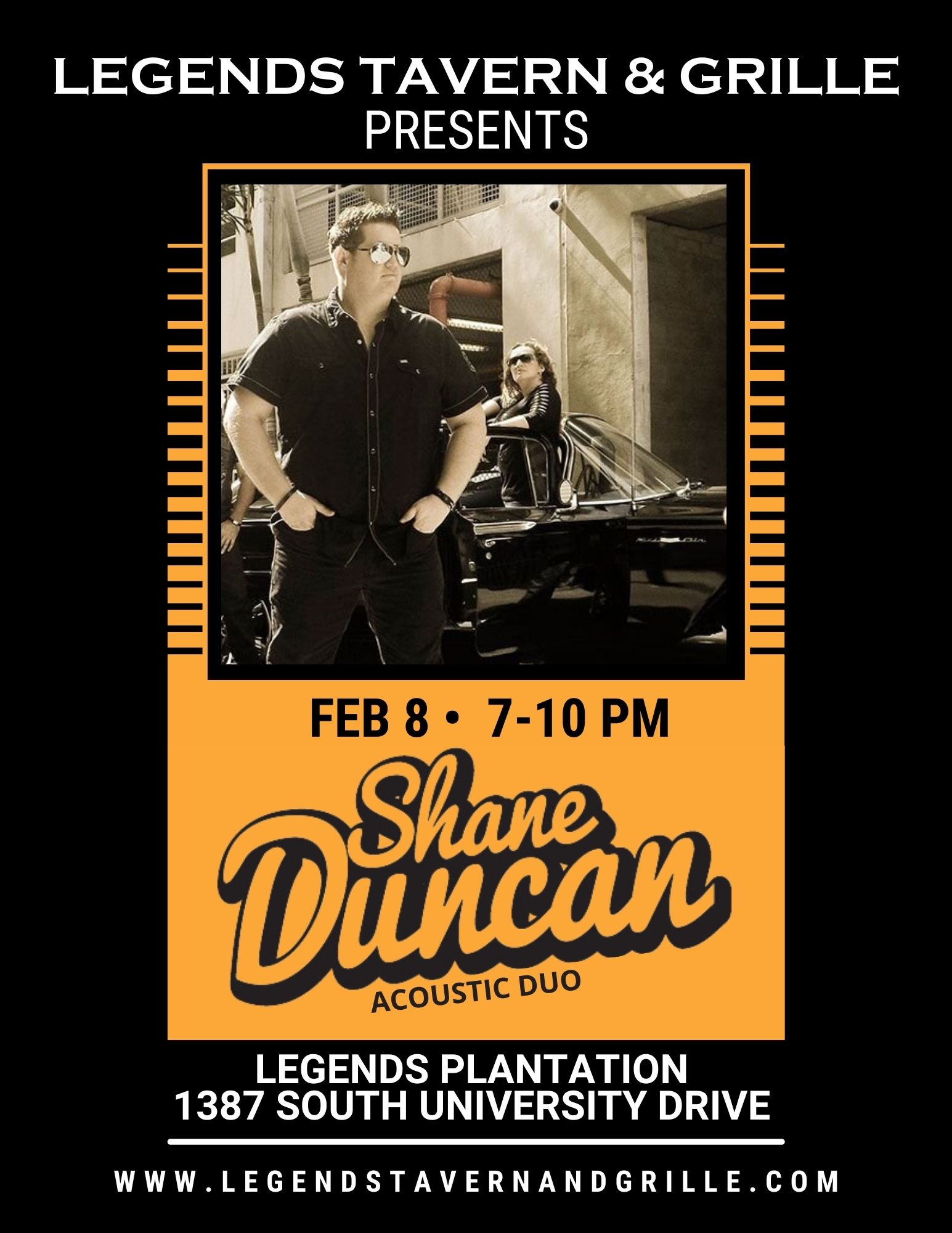 Live Performance by Shane Duncan Acoustic Duo at Legends Tavern & Grille Plantation 2/8/24 – The ...