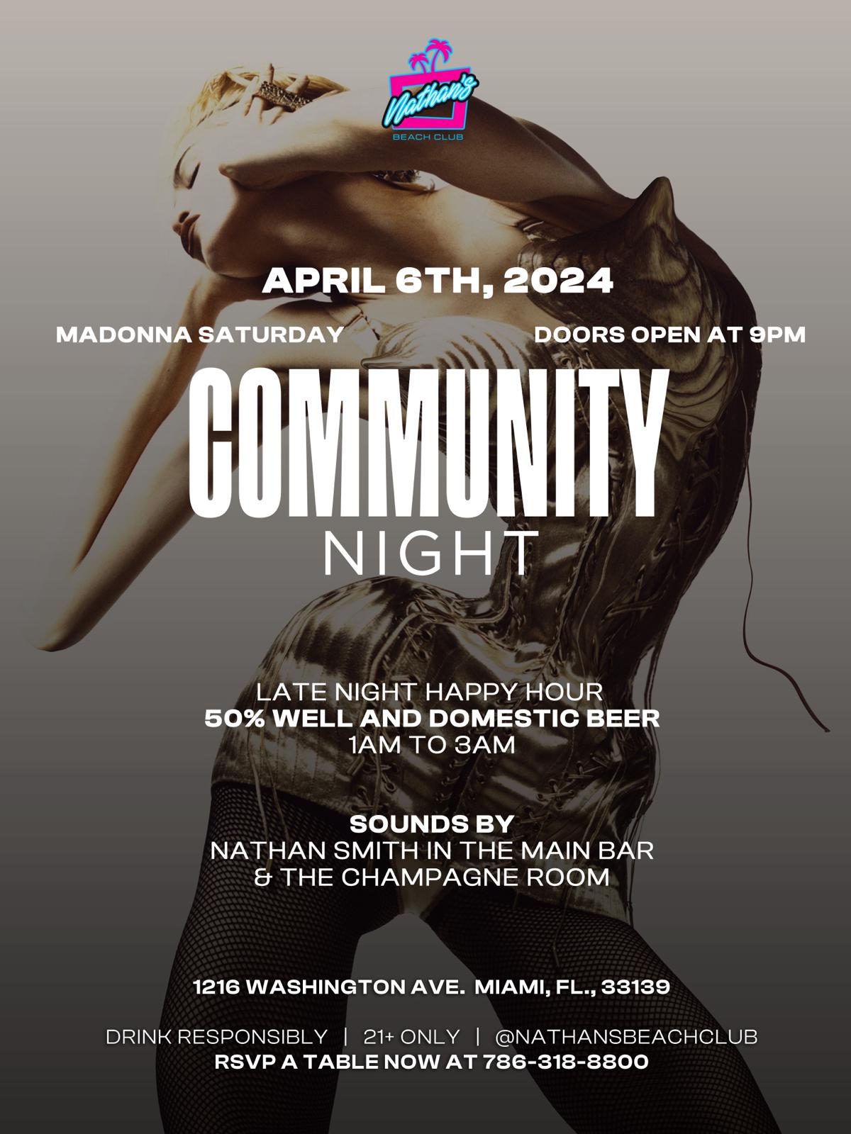 Community Night: Madonna Saturday at Nathan’s Beach Club 4/6/24 – The ...