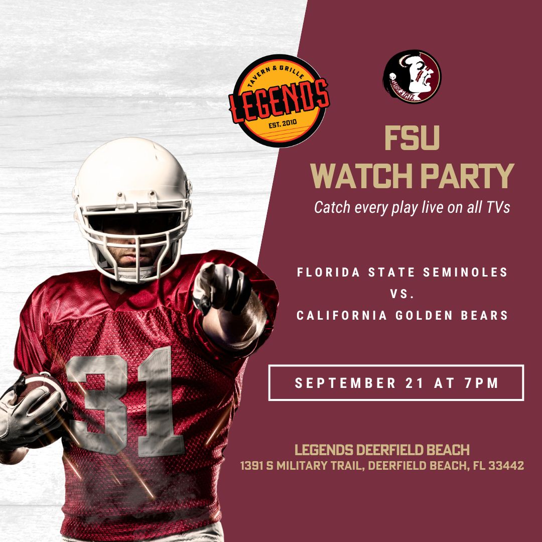 FSU Watch Party at Legends Deerfield Beach 9/21/24 – The Soul Of Miami