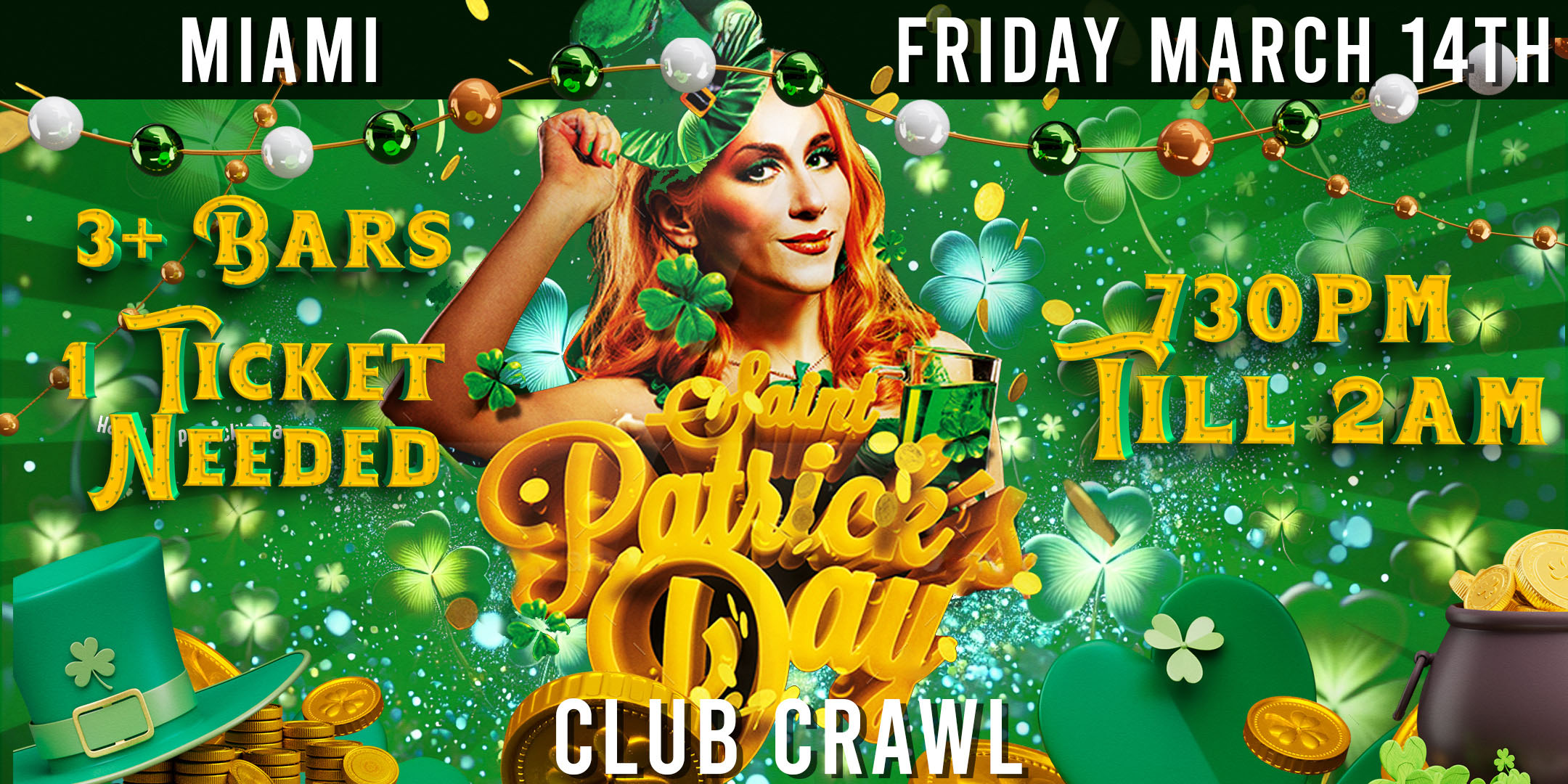 Miami St. Patrick’s Day Bar Crawl Party 2025 | Friday, March 14th 3/14 ...