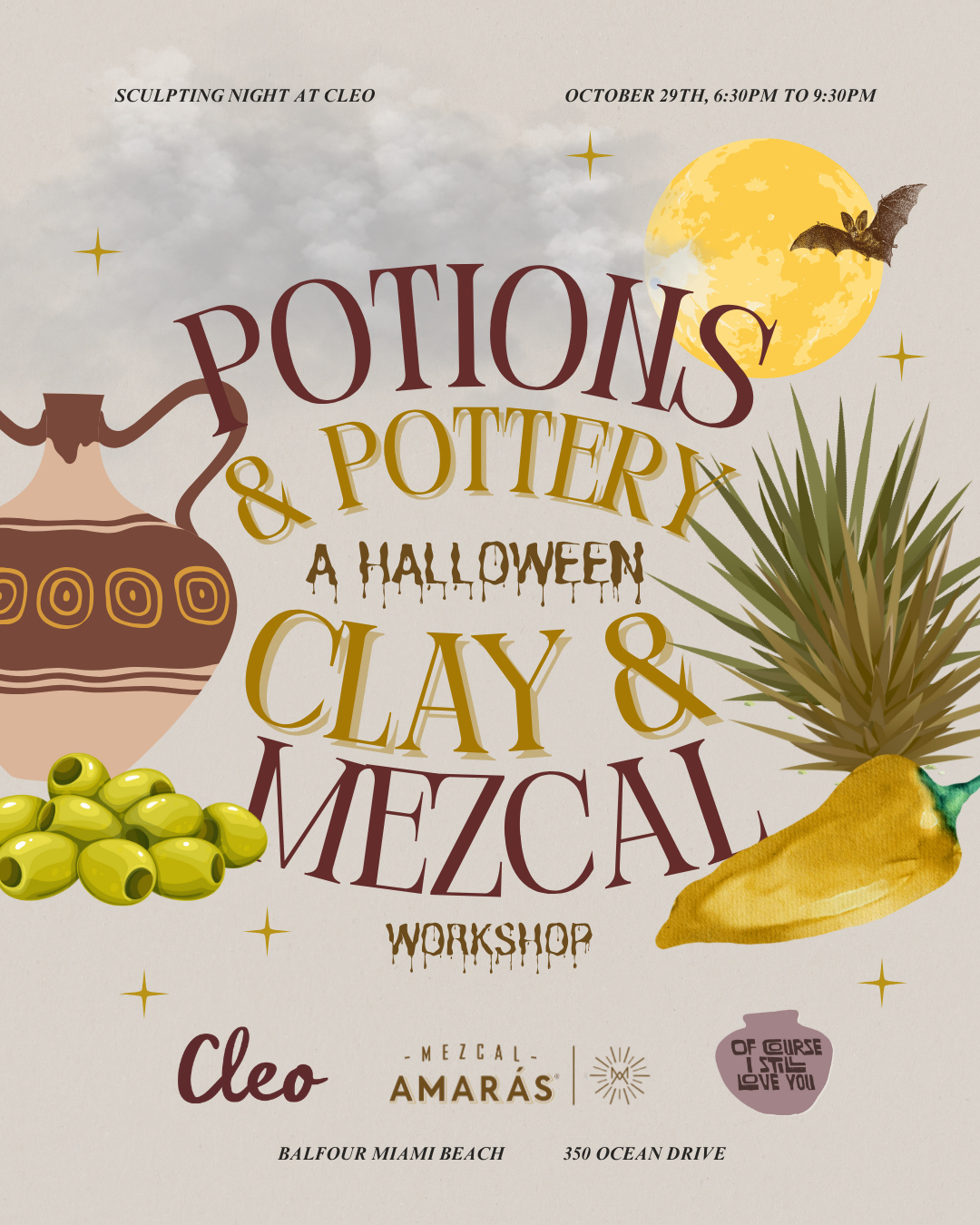 Potions & Pottery at Cleo: A Pre-Halloween Clay & Mezcal Workshop 10/29 ...